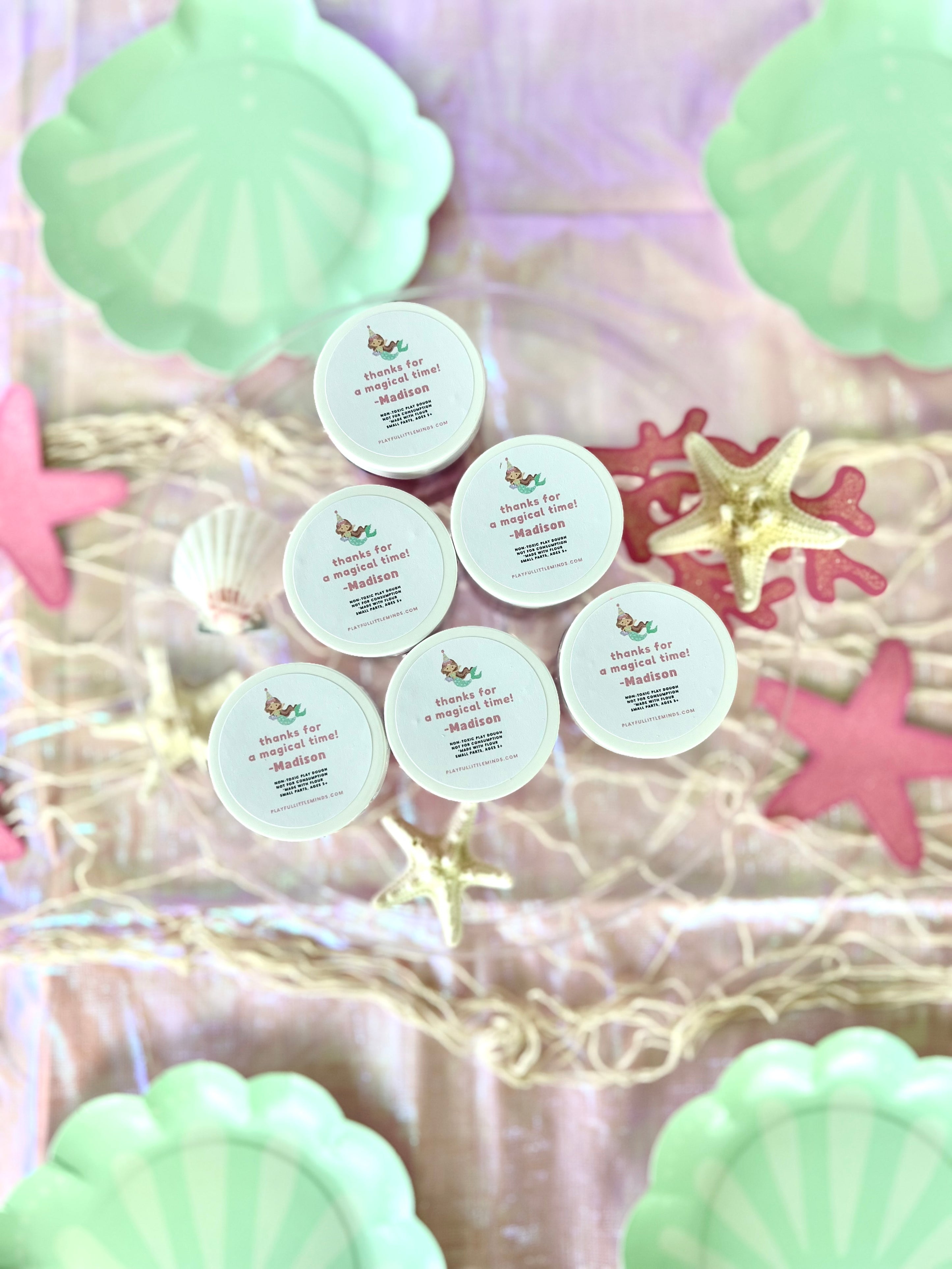 Custom Mermaid Play Dough Favors for Birthday Party Goodie Bags ...