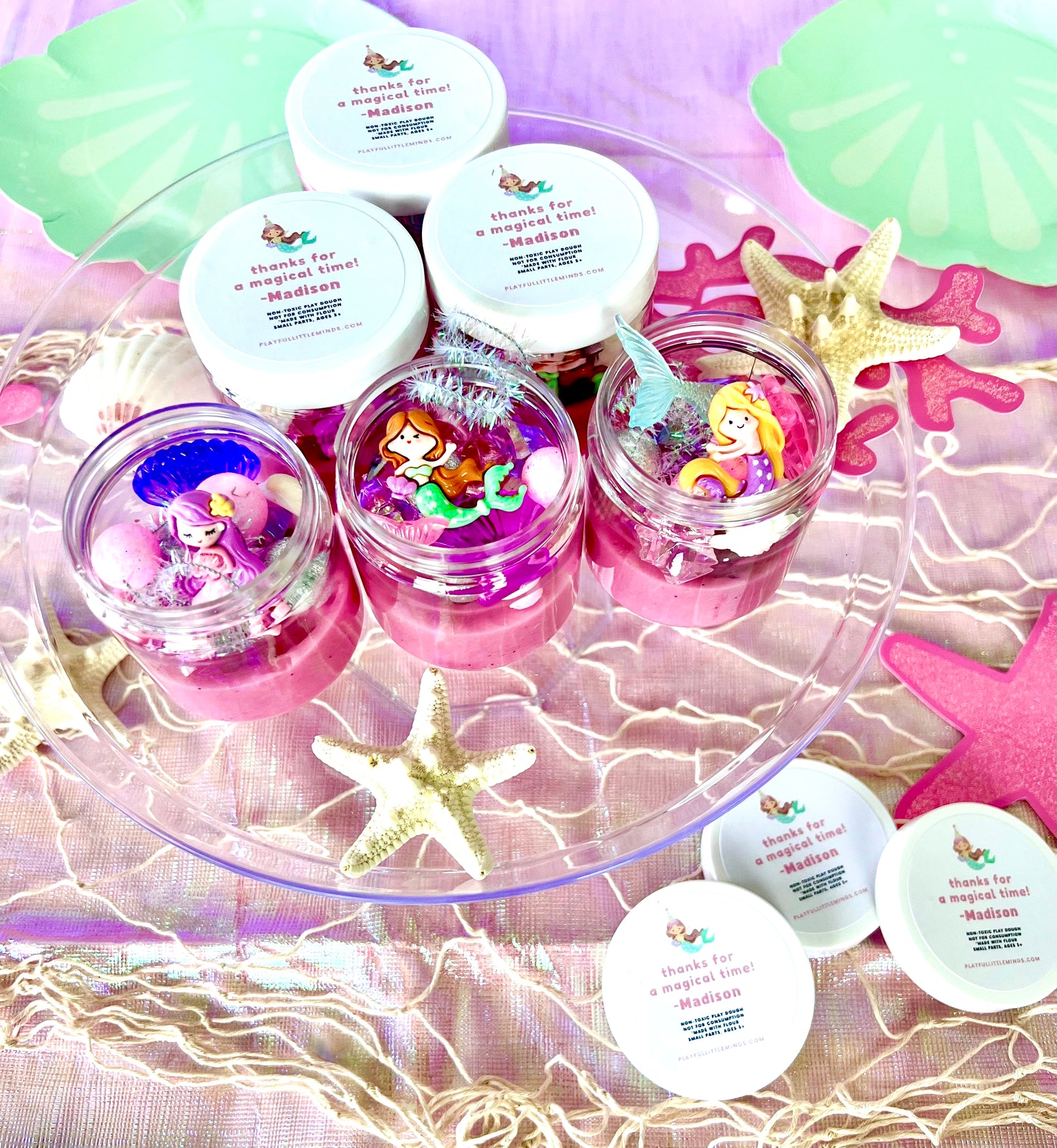 Custom Mermaid Play Dough Favors for Birthday Party Goodie Bags ...